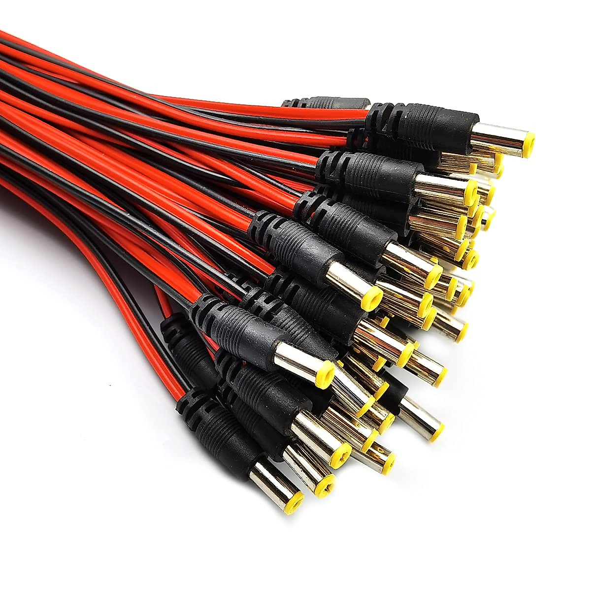 DEVMO 20PCS DC Power Jack Socket Connector 5.5 x 2.1mm DC-005 Black Barrel-Type PCB Mount + 12V DC Power Jack Connector Cable