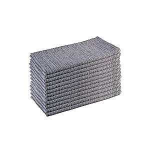 Neolino 100% Cotton Premium Quality 20 x 20 Inches Dinner Napkins, Set of 12 Black Chambray Cloth Napkins with Mitered Corners, Durable Hotel Quality, Pre-Washed