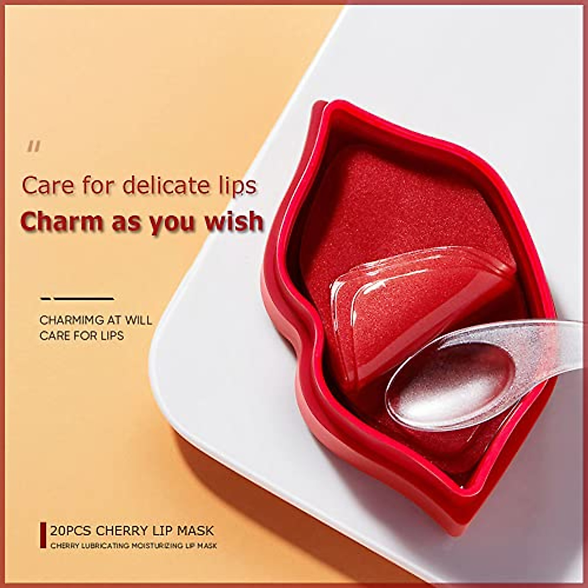 20Pcs Moisturizing Restores Moisture Lip Mask for Dry Lips and Lip Lines Overnight Lip Care, Gel Treatment Plumping ​Lips Mask (Red)