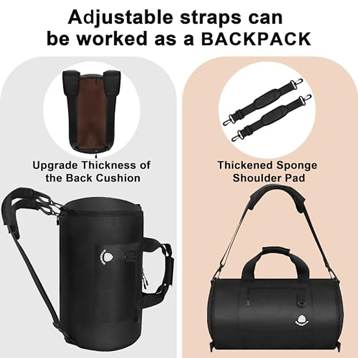 Densata Expandable Travel Duffle Bag, 80L Sports Gym Bag Upgraded Duffle Backpack Weekender Overnight Bag Carry on Bag (Black)