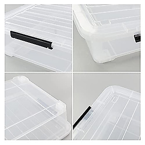 Minekkyes 4-Pack 40 Quart Large Plastic Under Bed Storage Bin, Underbed Box With Wheels/Lids, Clear