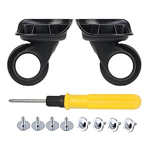 RDEXP Black 9.5x9.2x5cm Left & Right Luggage Wheels with 8 Screws DIY Replacement Set of 2