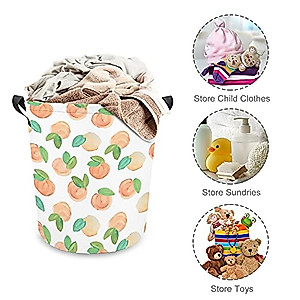 Peach Laundry Storage Basket Waterproof Foldable Laundry Hamper with Handles for Baby Nursery College Dorms Kids Bedroom