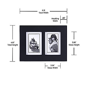 Malden Double 2x3 Picture Frame - Wide Real Wood Molding, Real Glass - Black