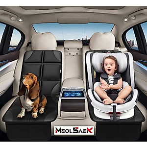 Meolsaek Car Seat Protector, Non-Slip Padded Backing Will Not Leave Imprint, Thickest Carseat Seat Protector for Child Car Seat 2 Pack for SUV, Sedan, Truck, Leather Car Seat (Black)