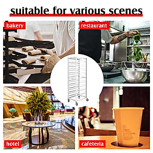 Jinei 20 Tier Aluminum Sheet Pan Rack, Commercial Bakery Rack with Wheels Baking Rack Bun Rack Pizza Pan Rack for Kitchen, Restaurant, Cafeteria, Hotel, Home, 25'' L X19'' W X70'' H