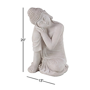Deco 79 Magnesium Oxide Buddha Decorative Garden Sculpture Indoor Outdoor Meditating Garden Statue, Outdoor Sculpture 13" x 13" x 20", Gray