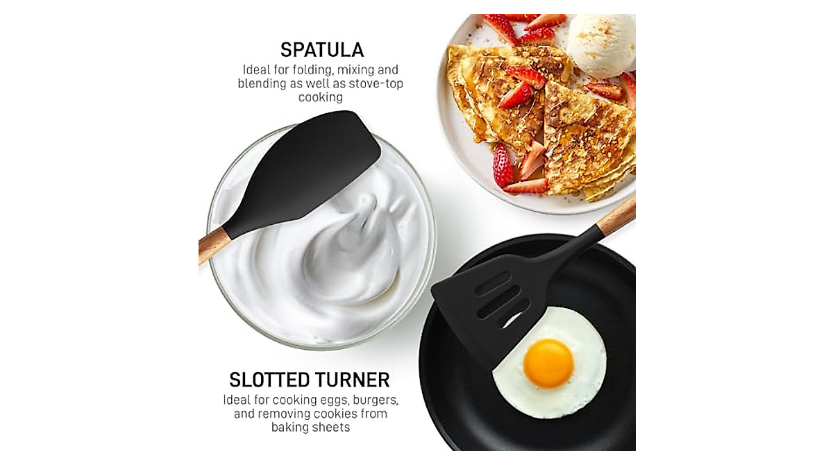 Zulay Kitchen Non-Stick Silicone Utensils Set - 5 Pieces