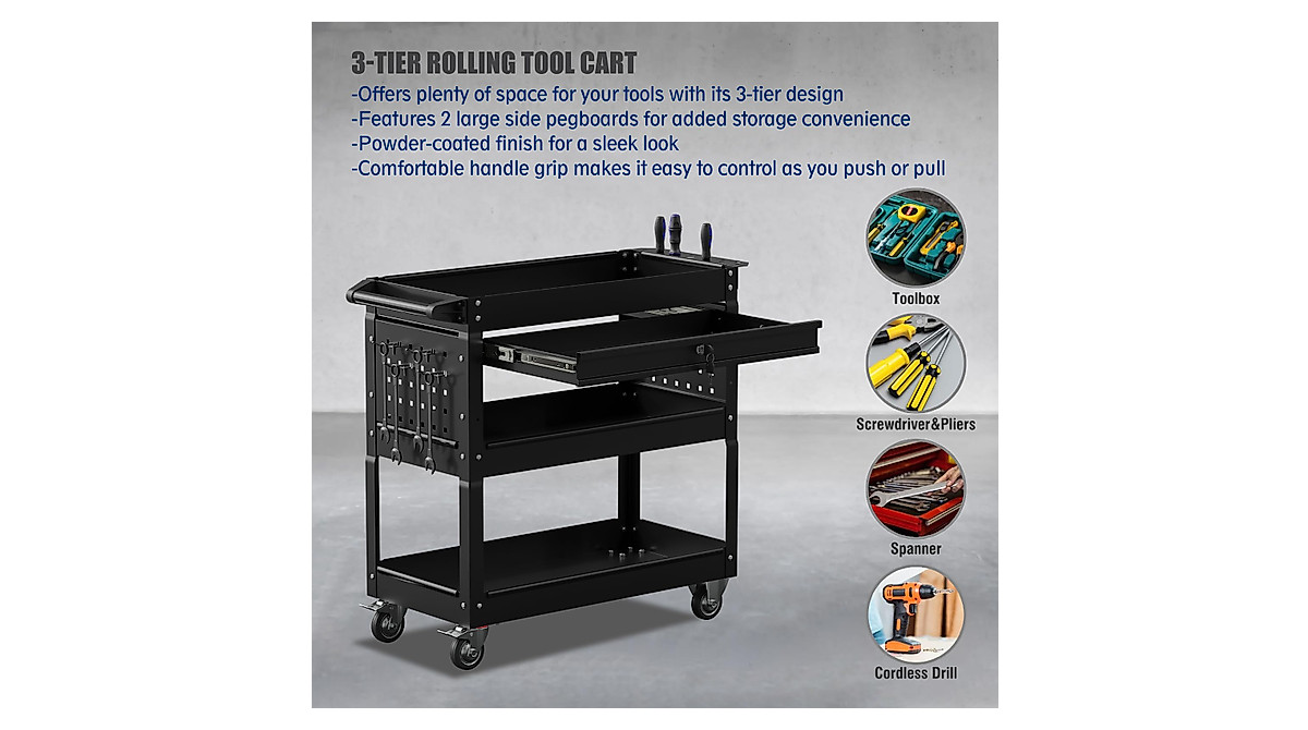 Heavy-Duty Rolling Tool Cart for Garage & Warehouse