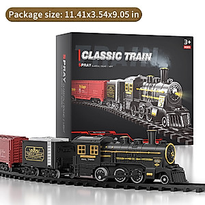 Electric Rechargeable Train Toy with Steam Engine for Kids 3 4 5 6 7+ Years Old, Model Train Set, Light and Sounds for Boys & Girls