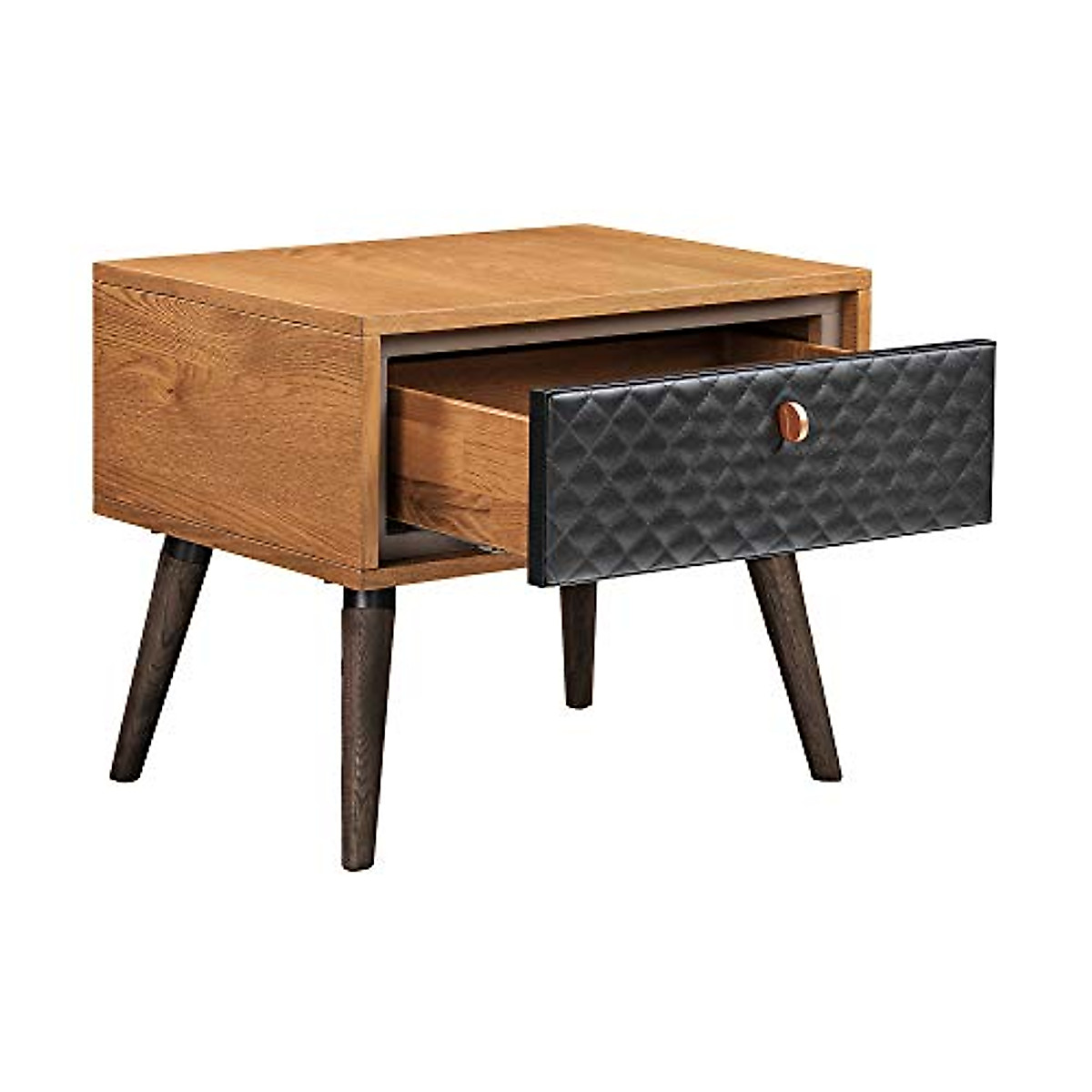 Armen Living Coco Single Drawer with Nightstand, Black/Balsamico