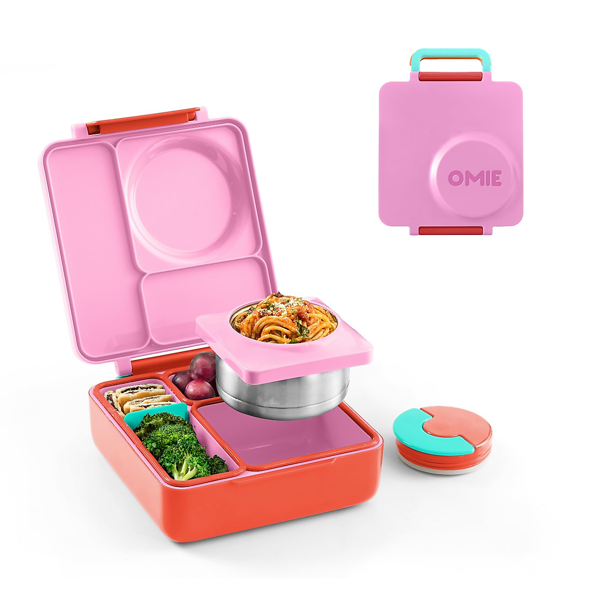 OmieBox Bento Box for Kids - Insulated Lunch Box with Leak Proof Thermos Food Jar - 3 Compartments, Two Temperature Zones (Single) (Packaging May Vary)