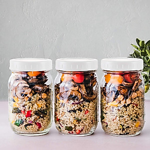 [18 Pack] Plastic REGULAR Mouth Mason Jar Lids for Ball, Kerr and More - White Plastic Storage Caps for Mason/Canning Jars