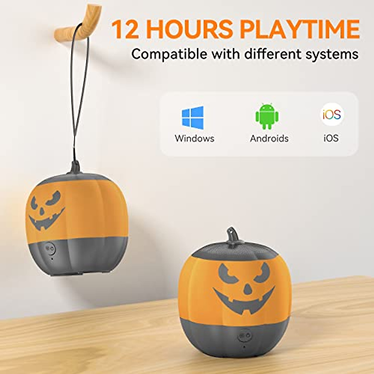 LFS Mini Bluetooth Speakers Small Pumpkin Speaker Portable Wireless Speakers, TWS Pairing, 12H Playtime, Waterproof Party Speaker for Halloween, Easter, Home, Outdoor