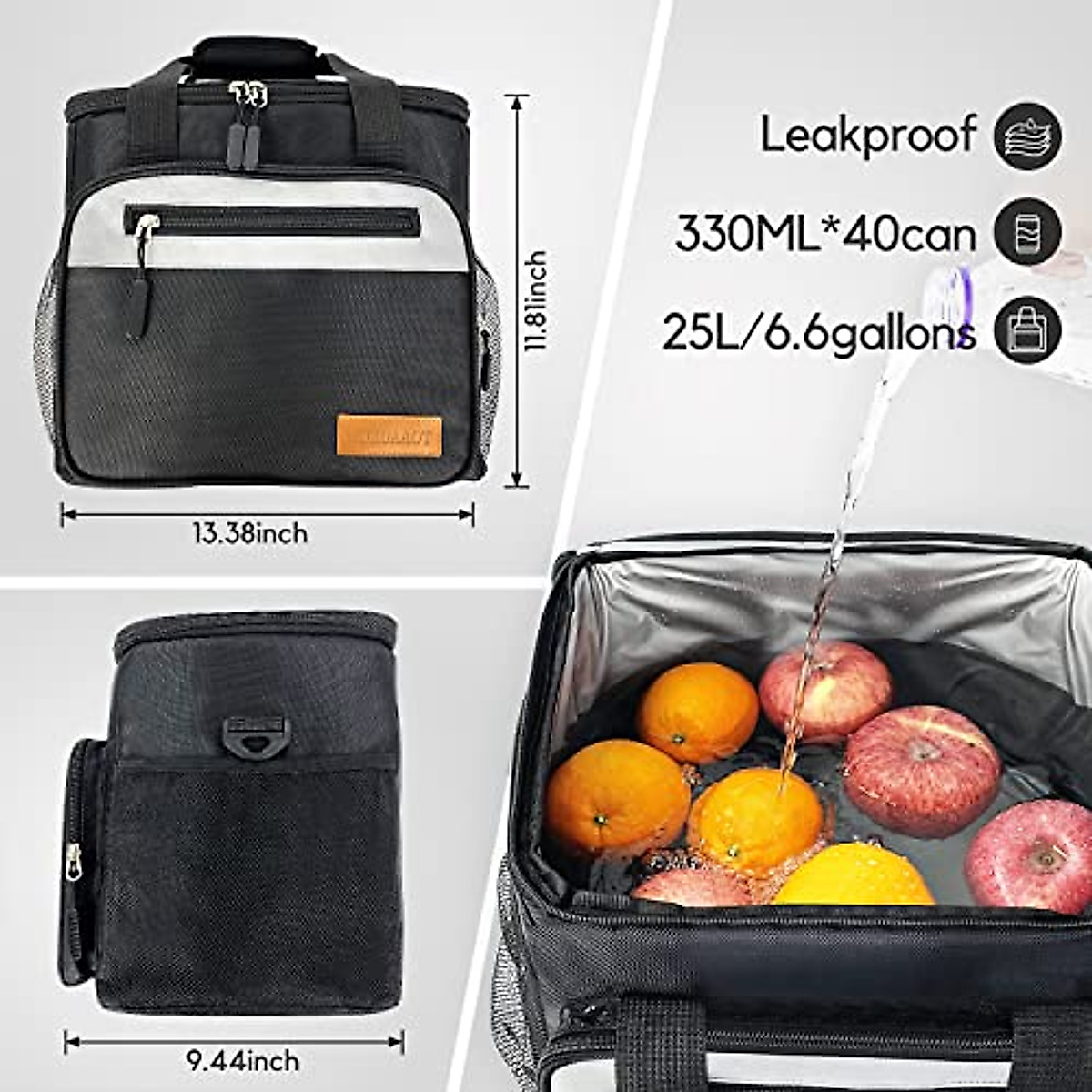 NUKUAAOT Insulated Cooler Bag Large 40 Can,Ice Cooler Bag Lunch Cooler for Men, Soft Sided Coolers Bag Insulated Leak Proof, Car Cooler Portable Travel Cooler Bag for Camping, Beach,Picnic(Black)