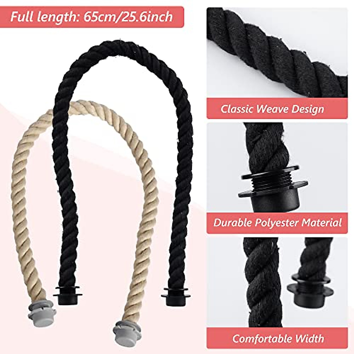 FVVMEED 25 Inch Obag Rope Handle with Canvas Insert Handbag Strap Bag Braided Band Repair Replacements for Obag Bag Female Handbag Shoulder Bag Canvas Tote Purse Practical Accessories (Beige)