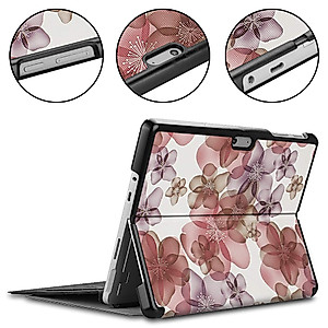 Gylint Case for Surface Go 4 2023 /Go 3 2021 /Go 2 2020 /Surface Go 2018, Slim Fit Leather Smart Case Cover with Pencel Holder for Microsoft Surface Go Flower