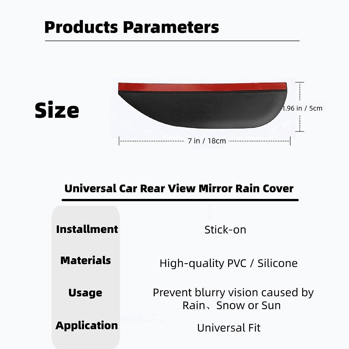 Mirror Rain Visor Guard,2 Pcs Mirror Rain Visor Eyebrow, Side Mirror Visor Rain Guards, Car Rear View Mirror Rain Cover,Waterproof Auto Mirror Rain Visor, Universal Fit for Cars,Truck and SUV-Black