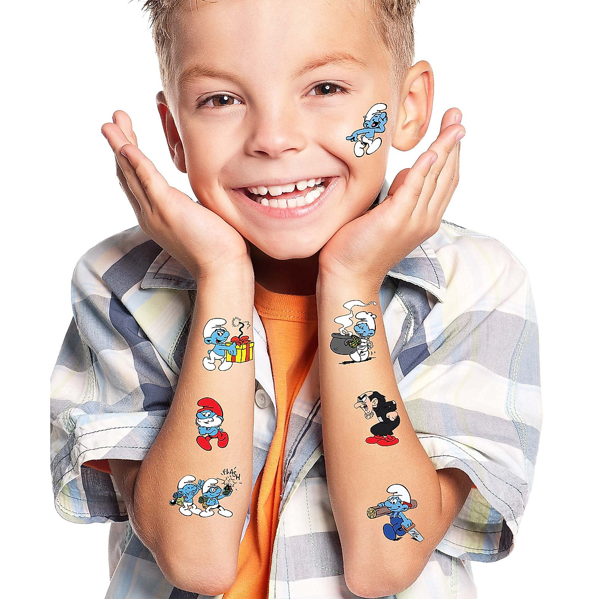 Blue Gnome Smurf Themed Temporary Tattoos | Pack of 30 | MADE IN THE USA | Skin Safe | Party Supplies & Favors | Removable