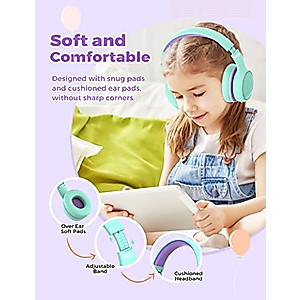gorsun Premium Bluetooth Kids Headphones with Microphone, Wireless Headphones for Kids for School, 85/94dB Volume Limited, Adjustable Kids Bluetooth Headphones for Boys, Girls, Teens (Green)