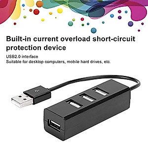 Salaty 4‑Port Hub, USB2.0 Hub 2Pcs Plug and Play for Notebooks(4USB Interface-Black, Pisa Leaning Tower Type)
