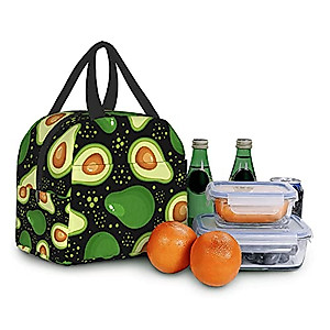 carati Avocado Fruit Lunch Bag, Oxford Cloth, Aluminum, Unisex, Waterproof, Reusable, 8x5 Inch