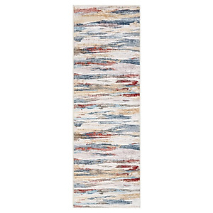 Collive Washable Runner Rug 2x6 - Colorful Striped Bathroom Runner Rugs Non Slip Runners for Hallway Modern Abstract Bedroom Runner Rug Floor Carpet for Kitchen Laundry Entryway