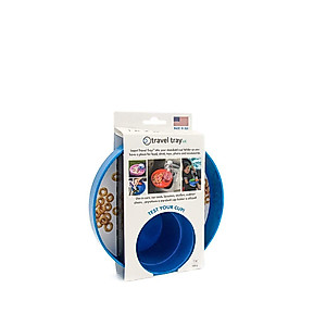 My Travel Tray Round, USA Made. Easily Convert Your existing Cup Holder to a Tray and Cup Holder for use in a Car Seat, Booster, Stroller, Golf Cart and Anywhere You Have a Cup Holder! Blue