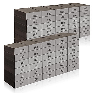 Rocaris 60 Pack Sanding Blocks, Washable and Reusable Sanding Sponge Fine Coarse for Wood and Drywall 60, 80, 100, 120, 180, 220 Grit