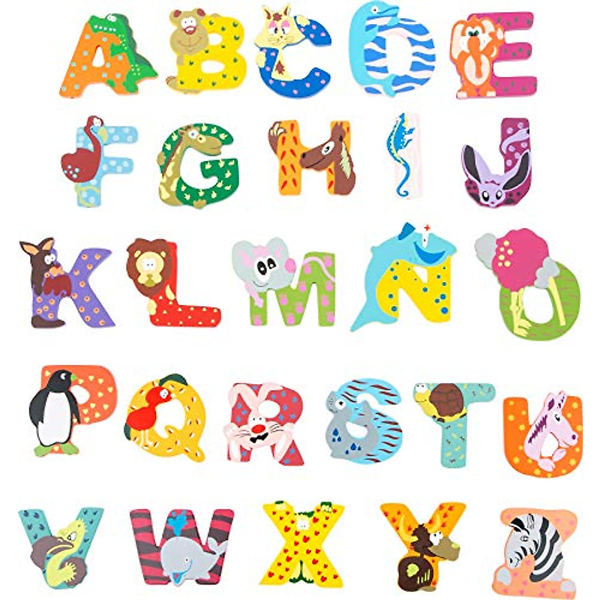 INDIGOS UG - Wood Letter - A - for Children and Babies - Motif Animals for The Children's Room, School, Kindergarten, for Playing, Crafting and Collecting
