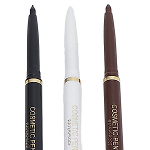 Beard Filler Pen, 3 Pieces Beard Contour Pencils, Enhance and Color Facial Hair (White, Black, Brown)