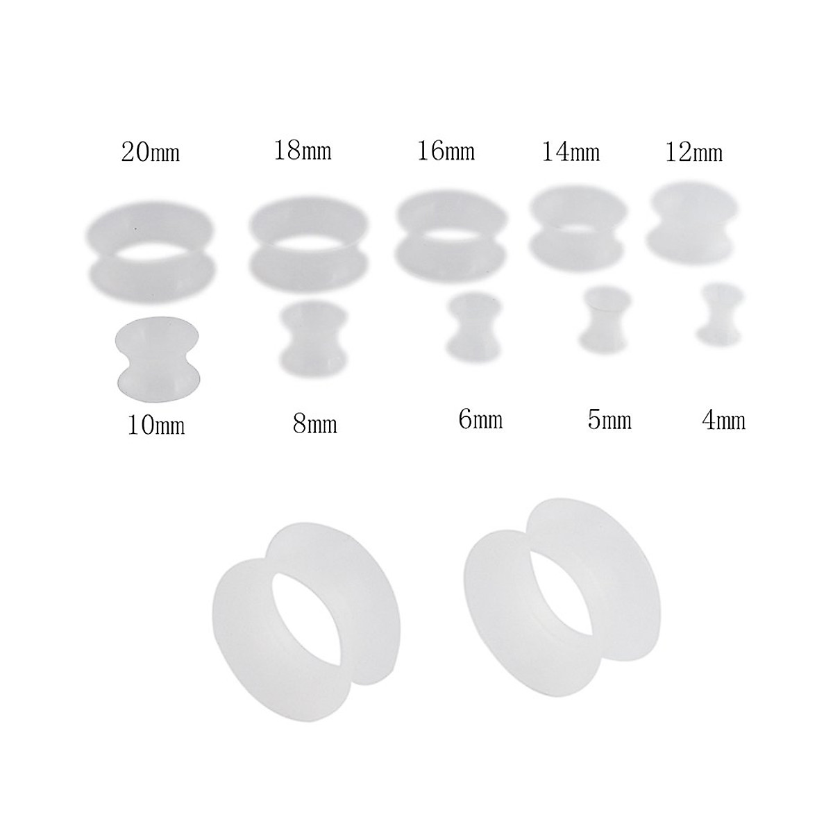 Ruifan Ultra Thin Silicone Ear Skin Flexible Flesh Tunnel Expander Stretching Gauge Earlets Plug Clear Gauges Kit 00G - 1 Pair