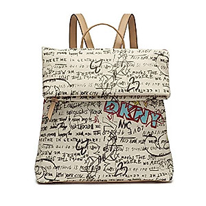 DKNY Multipurpose Fashion Backpack, White Iconic Graffiti Tilly