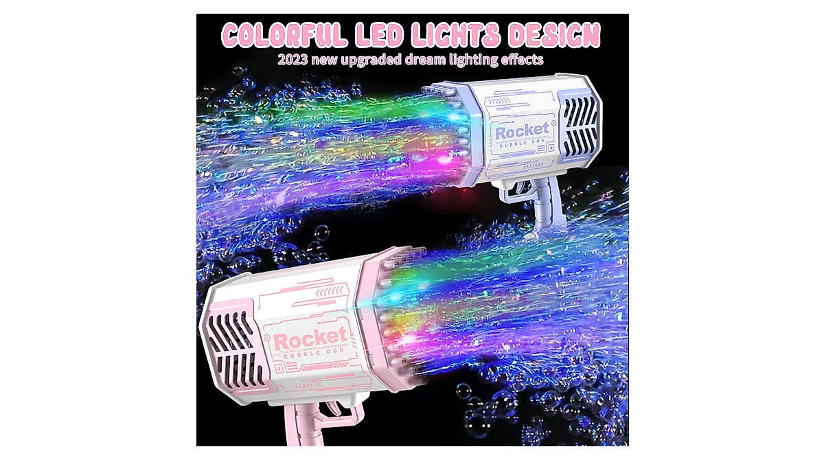 Bubble Machine Gun - 69 Holes with Colorful Lights