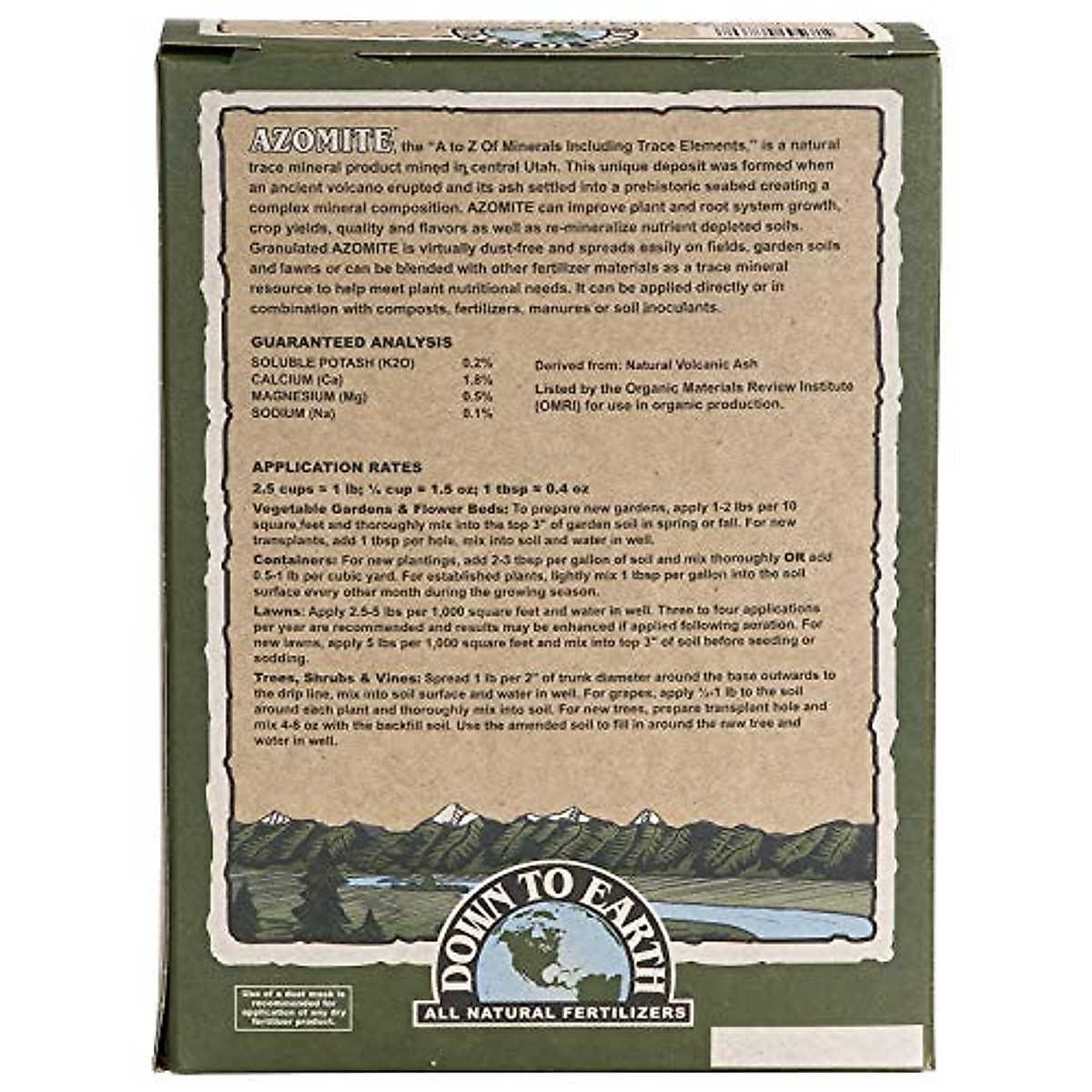 Down to Earth Organic Azomite Granulated Trace Minerals 0-0-0.2, 5 lb