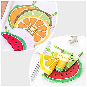 YEEKIDAIJ 4 Pcs Hanging Fruit Hand Towel Soft Hand Dry Towel Absorbent Washcloth with Hanging Loop for Kitchen Bathroom Use
