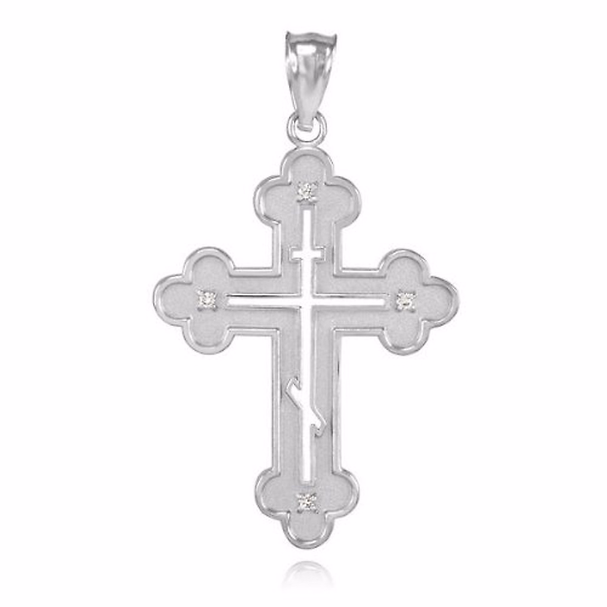 925 Sterling Silver Studded Charm Eastern Orthodox Cross Pendant