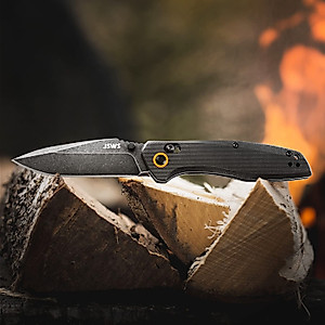 JSWS Tactical Knife Pocket Folding Knife Survival Camping Knife 3.39'' 440C Stainless Steel Blade G10 Handle with Axis Lock EDC Knife Perfect for Camping Fishing Hiking Survival Gifts for Men Women