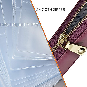 Easyoulife Credit Card Holder Wallet Womens Zipper Leather Case Purse RFID Blocking (Purple)