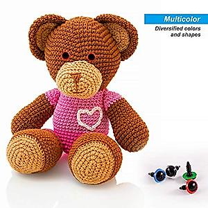 Meafeng 600 Pcs Colorful Plastic Safety Eyes and Noses with washers, for Amigurumi Crafts Doll Crochet Stuffed Animal Teddy Bear Making (Ø 6~14mm)