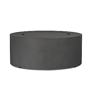 Real Flame Aegean Round Propane Fire Table for Outdoors in Weathered Slate with Natural Gas Conversion Kit, Lid and Storage Cover - Durable Gray Fire Pit