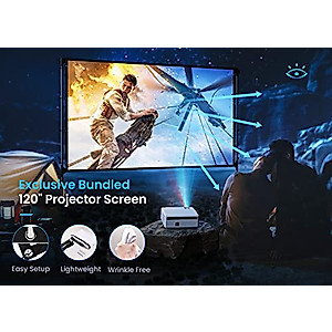 Projector with 5G WiFi and Bluetooth 5.1, ACROJOY Native 1080P Mini Projector 4K Support with 120" Screen & 400" Display, Outdoor Movie Home Theater LED LCD Projector Compatible with TV Stick/HDMI/USB