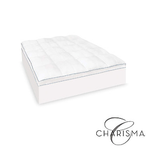 Charisma Luxury Plush 3.5-Inch Memory Foam Cluster and Gel Fiber Mattress Topper-Queen, White