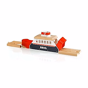 BRIO World 33569 - Ferry Ship - 3 Piece Wooden Toy Train Set for Kids | Interactive Light and Sound Features | Compatible with All BRIO Train Tracks | Ideal for Ages 3 and Up