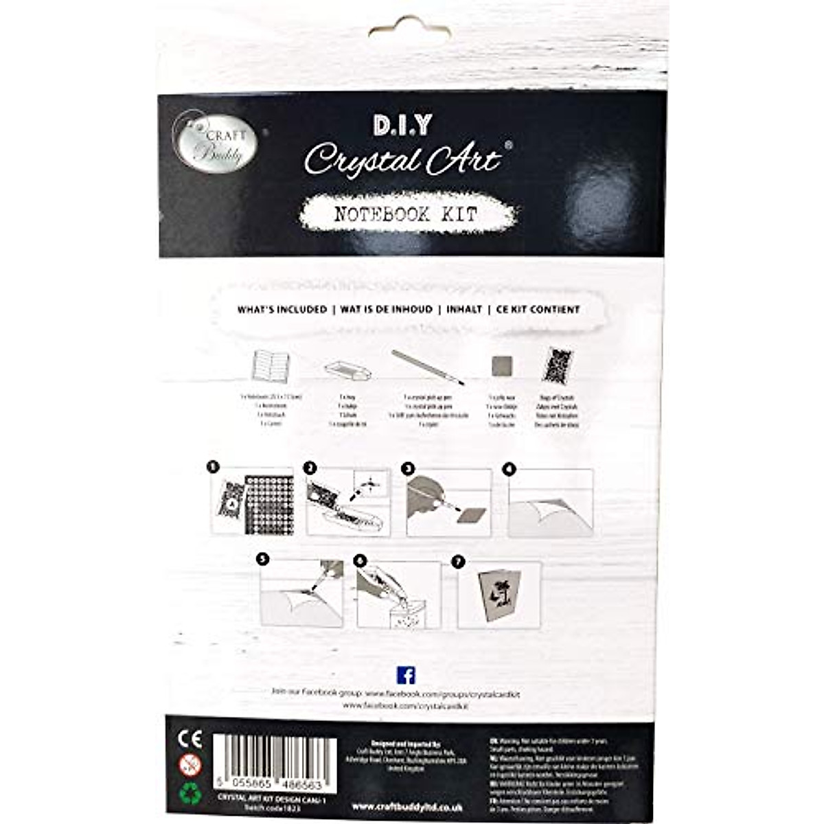 Crystal Art Diamond Painting Notebook - Lunar Wolf - Create a Sparkling Notebook Cover Using Crystals - for Ages 8 and up