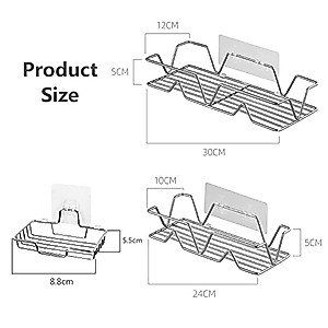 HIGHMON Shower Caddy Basket Bathroom Shelf,No Drilling Traceless Adhesive SUS304 Stainless Steel Kitchen Shelf Organizer With Soap Holder,Rustproof Wall Corner Suction Cup Storage Basket Christmas Gift