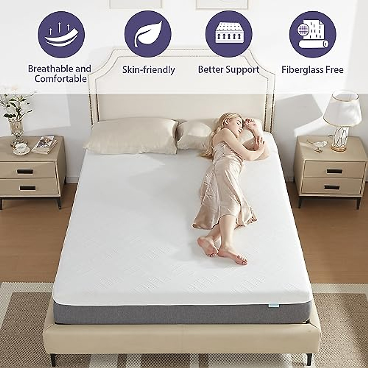 BDEUS King Mattress, 8 inch Gel Memory Foam King Size Mattress for Cool Sleep & Pressure Relief, Medium Firm Bed Mattresses, Bliss