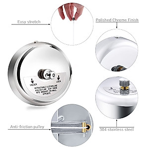 Retractable Clothesline, JIMSUMM 304 Stainless Steel Shower Clothesline, 9.2ft Adjustable Laundry String Line for Indoor and Outdoor, Retractable Family Clothesline for Great Addition to Any Home