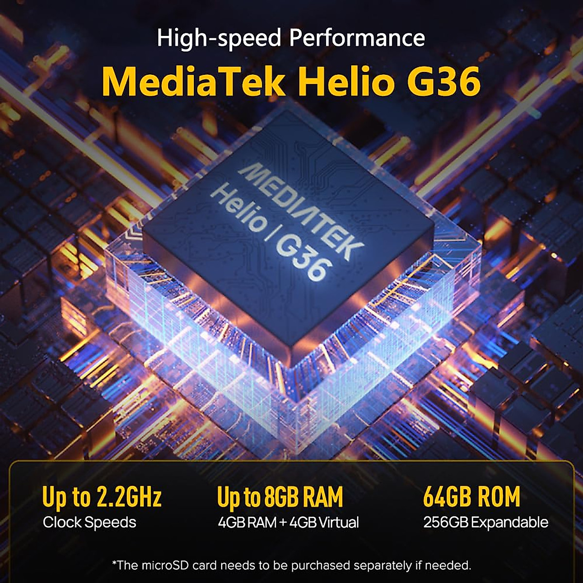 Ulefone Armor X12 Pro Rugged Smartphone Unlocked, MTK Helio G36 8GB+64GB Android 14 Cell Phone, 13MP+8MP, 5.45" HD+, 4860mAh, Dual SIM 4G Rugged Phone, NFC GPS OTG FM,T-Mobile,Black