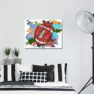 DIY Painting by Numbers with Framed, Sports Football Heart Graffiti Pattern Canvas Oil Painting by Numbers DIY Paint by Numbers Kit for Adults Kids, 20x24 inch